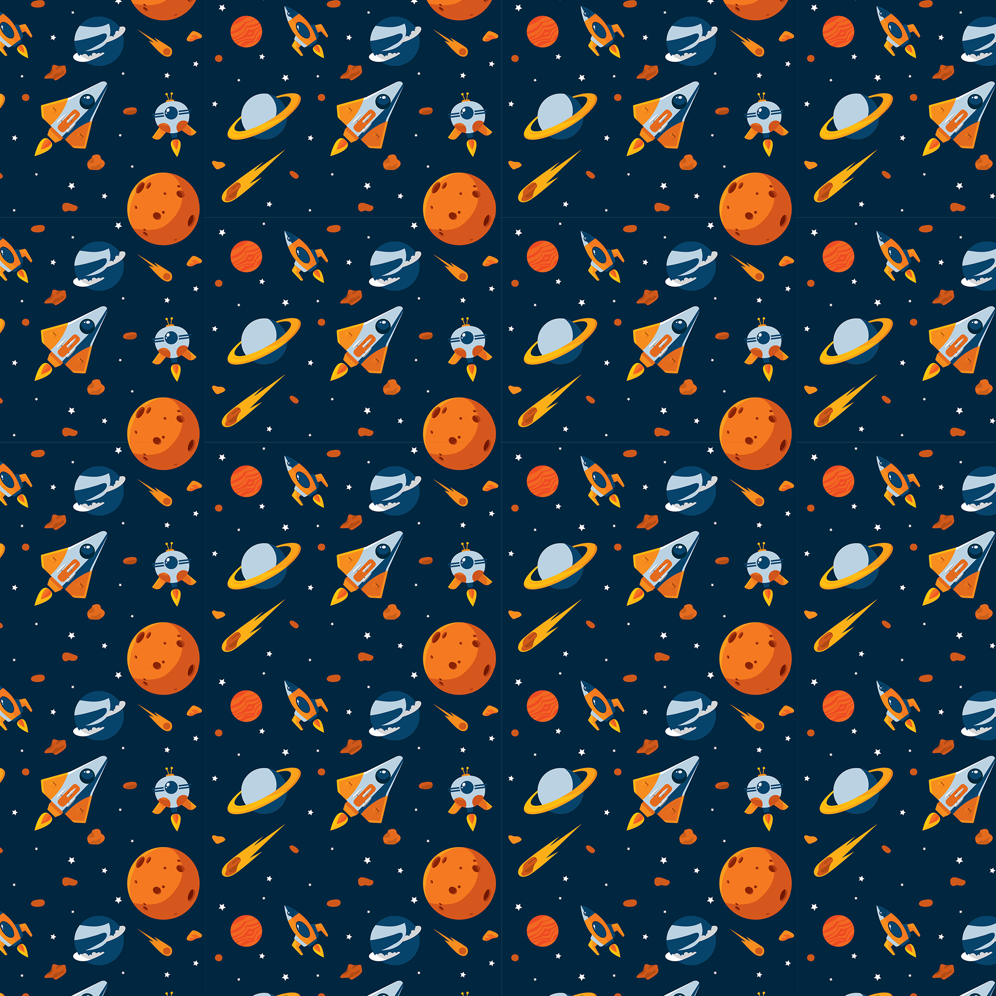 Rocket Planets and Star in Space Theme Wallpaper – egraphicstore